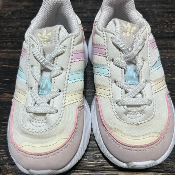 adidas | Shoes | Adidas Kids Shoes White With Pastel Accents | Poshmark